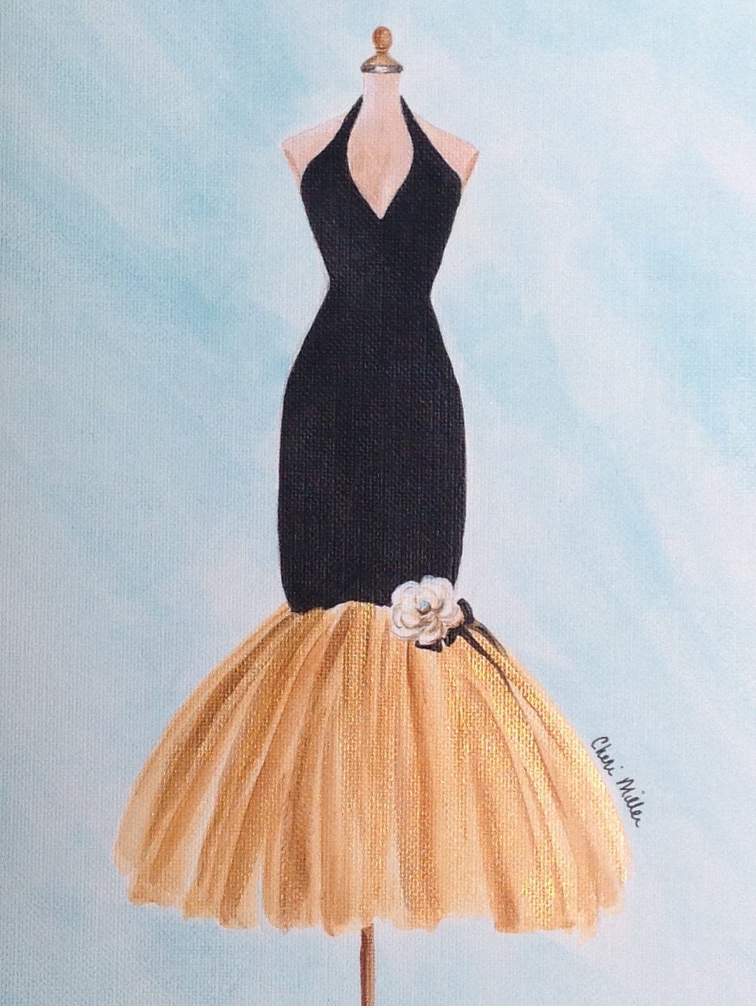 Fashion Illustration.dress Painting.vintage Fashion.1950s Fashion ...