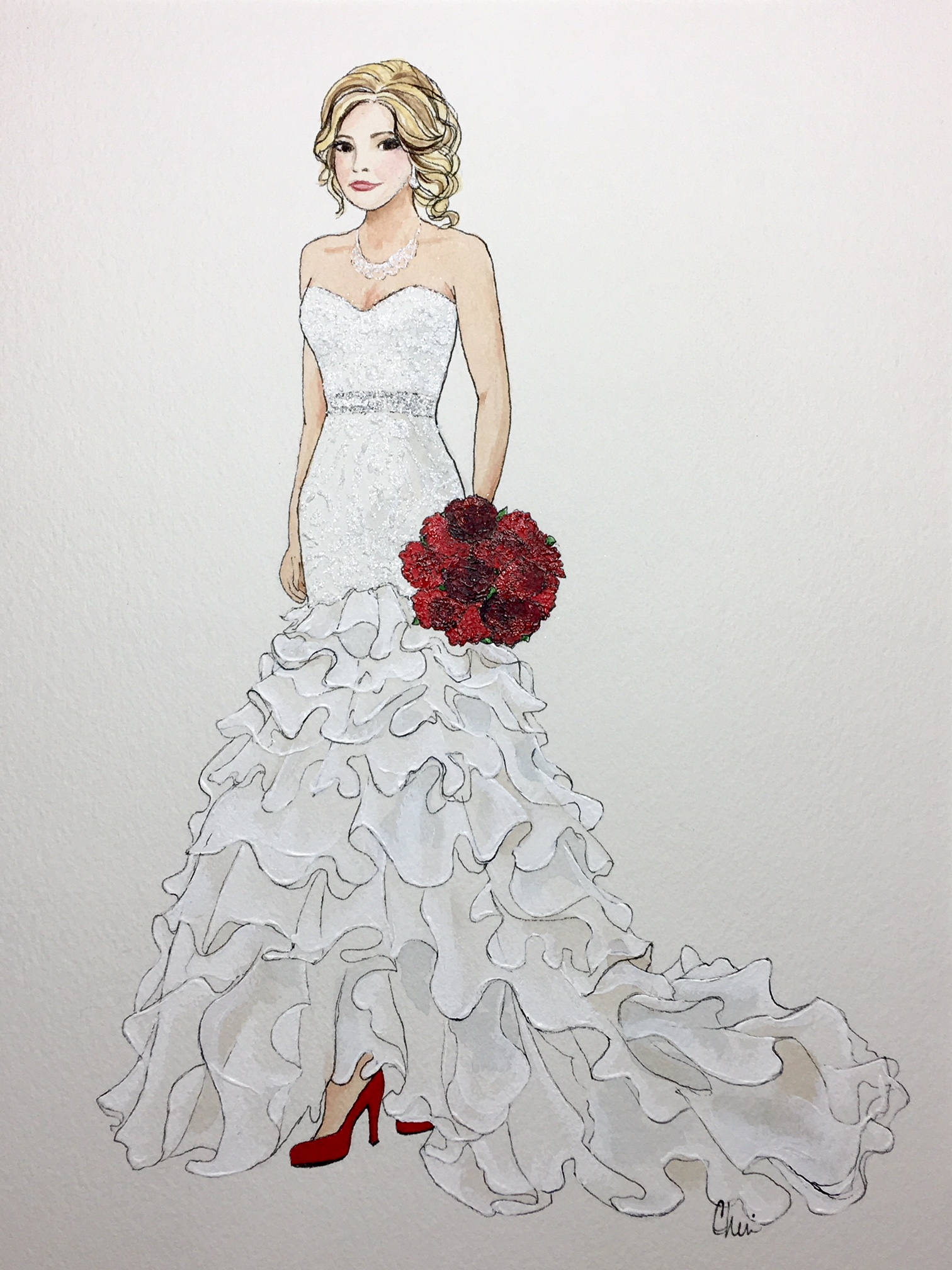 Bridal Illustration. Bride Gift From Groom. Wedding Art. Personalized ...