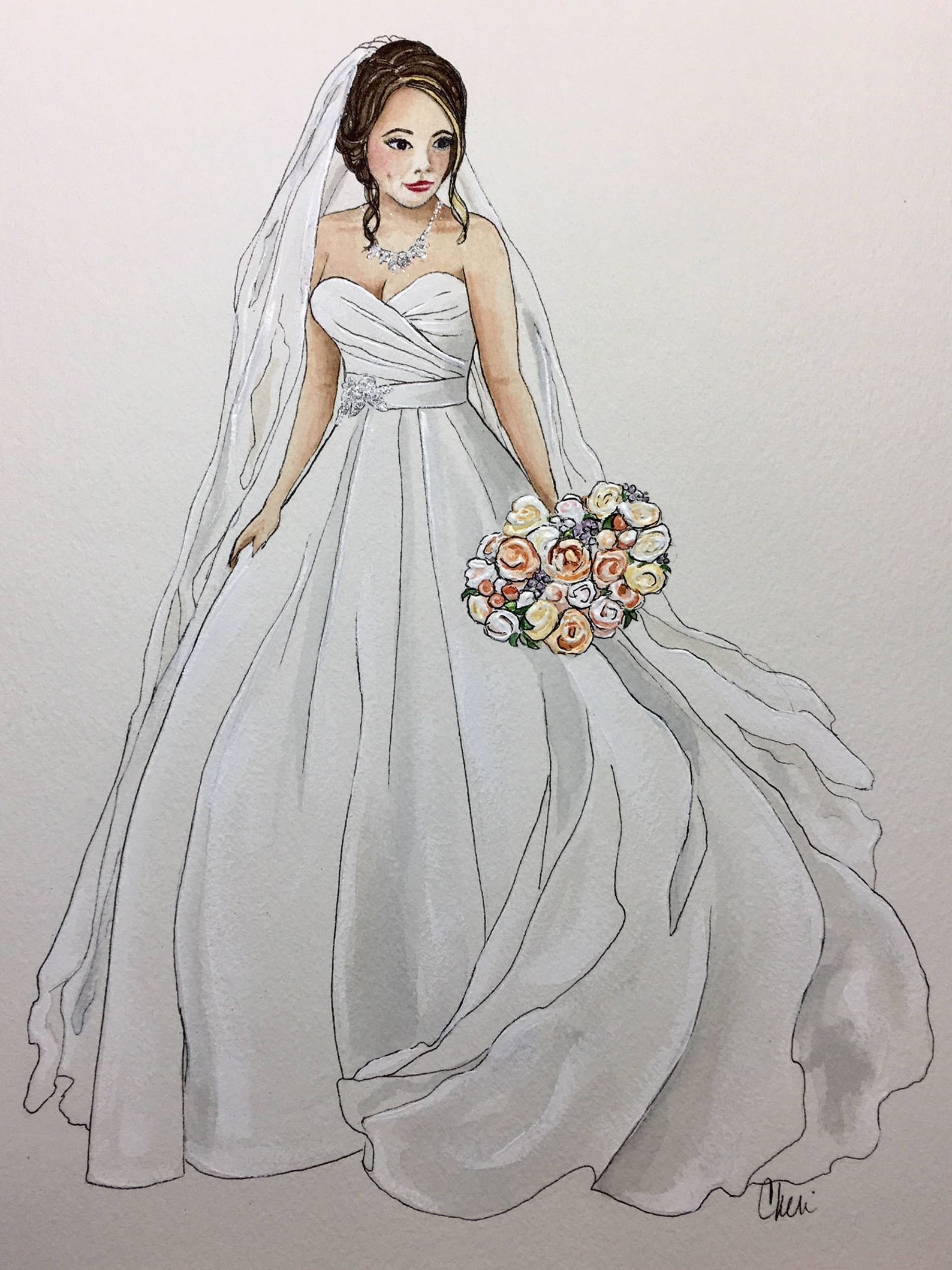 Bridal Illustration. Bride Gift From Groom. Wedding Art. Personalized ...