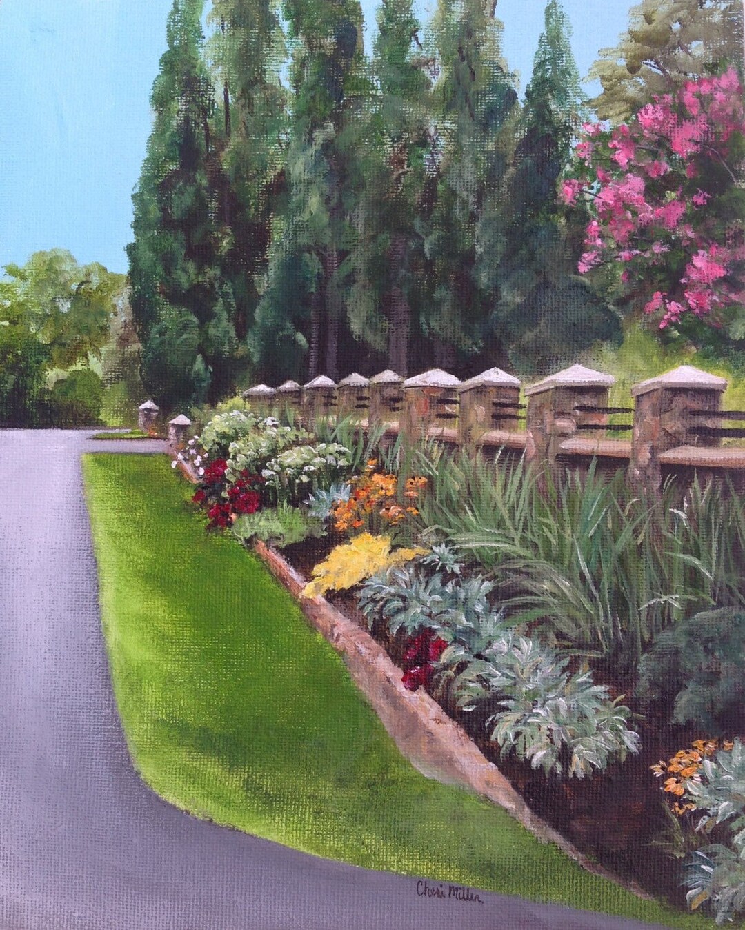 Landscape Print of Garden Scene. Roadside Garden in the Virginia ...