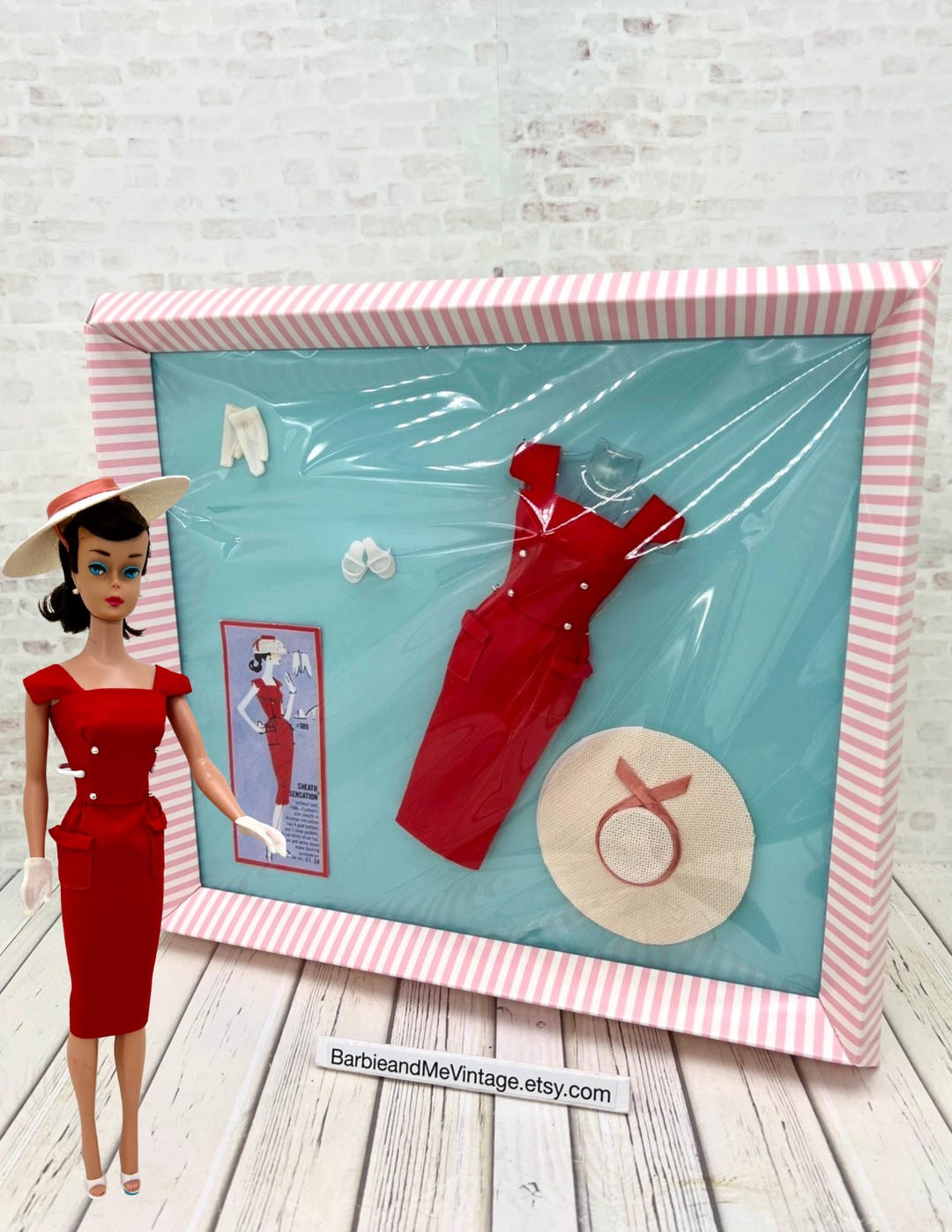 Vintage Barbie #992 “sheath Sensation” Outfit: Red Dress, Hat, Gloves ...