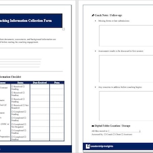 Leadership Coaching Forms Bundle: Editable Templates, Client Progress ...