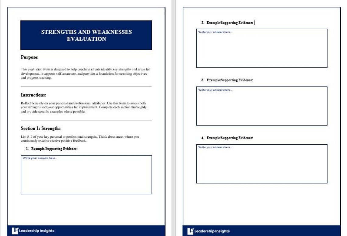 Leadership Coaching Forms Bundle: Editable Templates, Client Progress ...