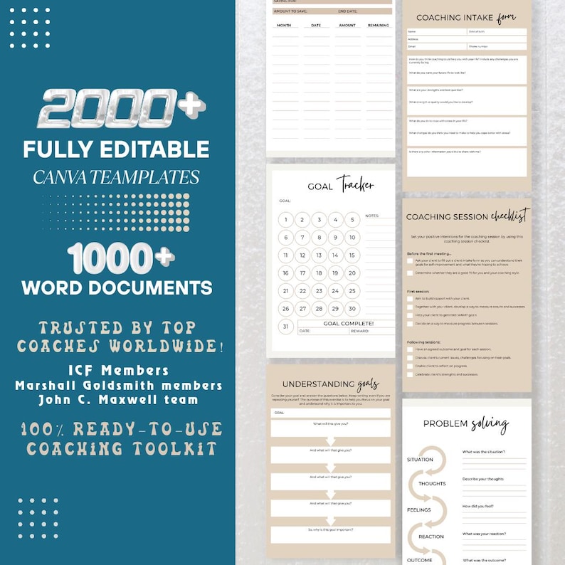 Coaching Toolkit, Templates, Forms, Worksheets, Workbook, Assessments ...