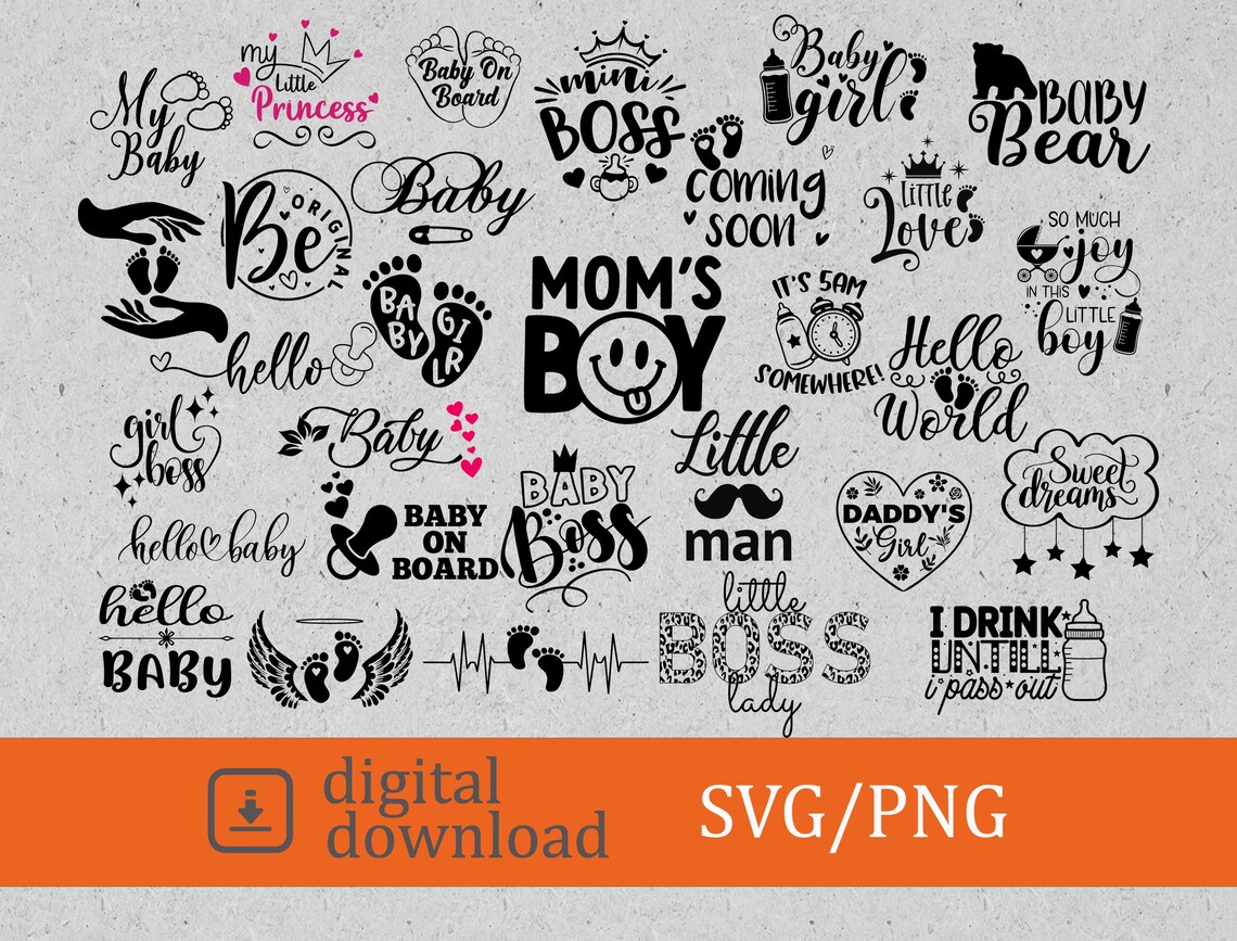Baby SVG & PNG Digital Download Baby on Board Clipart, Little Boss ...