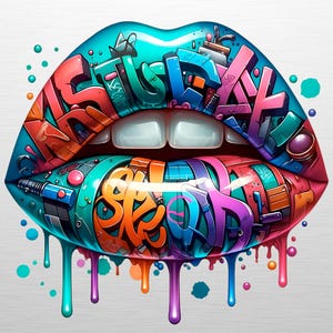 Graffiti Lips PNG Digital Download - Street Art Clipart, Cricut File ...