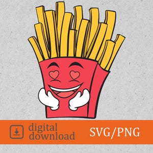 Cute French Fries SVG & PNG Digital Download - Food Clipart, Fries ...