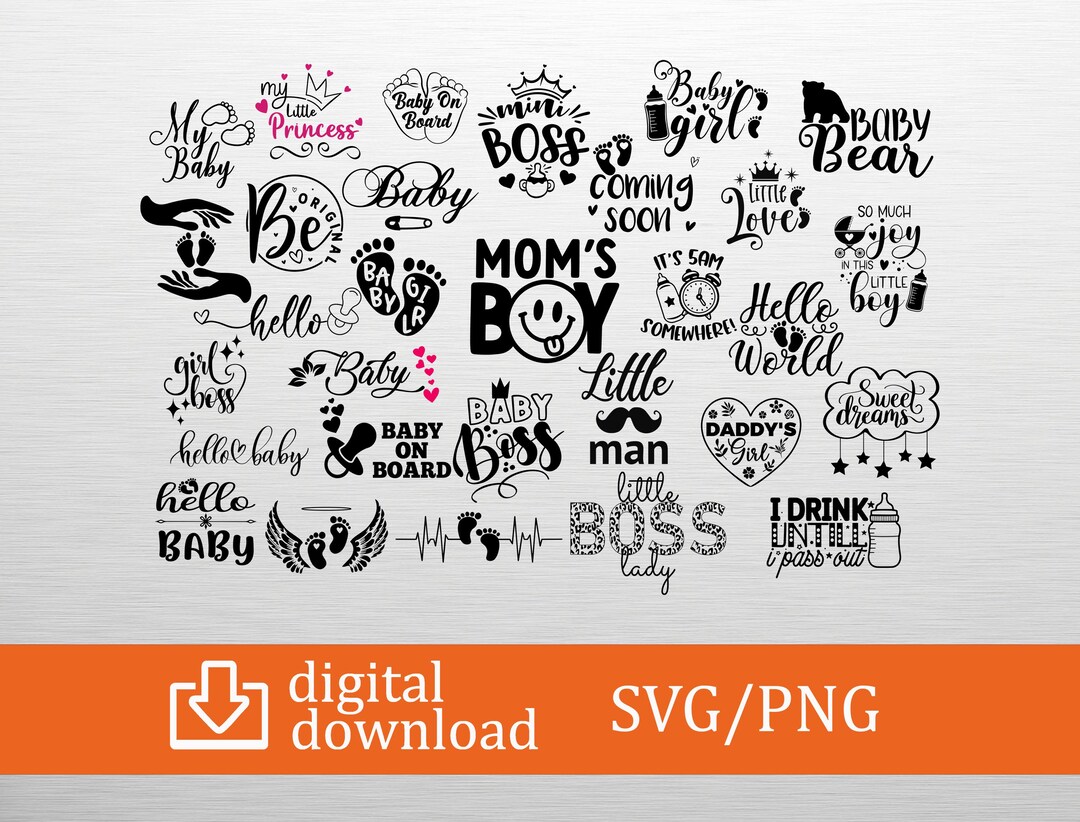 Baby SVG & PNG Digital Download Baby on Board Clipart, Little Boss ...