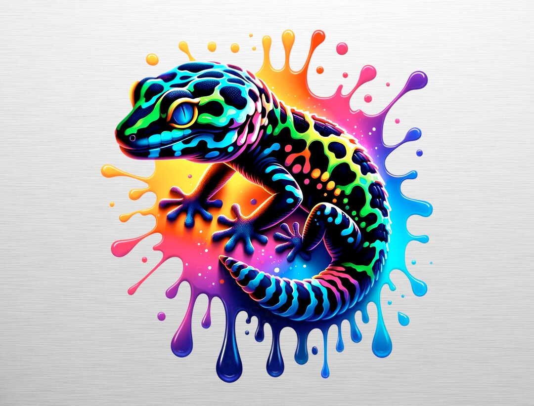 Gecko PNG Digital Download - Colorful Art, T-shirt Print, Phone Case ...