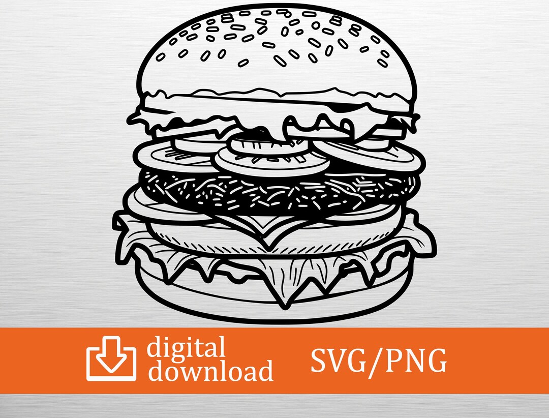 Burger SVG PNG Digital Download - Food Clipart, Cricut File, T-shirt ...