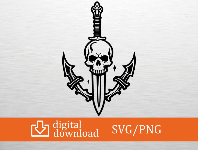 Skull With Sword SVG PNG Digital Download Gothic Art, Cricut Craft File ...