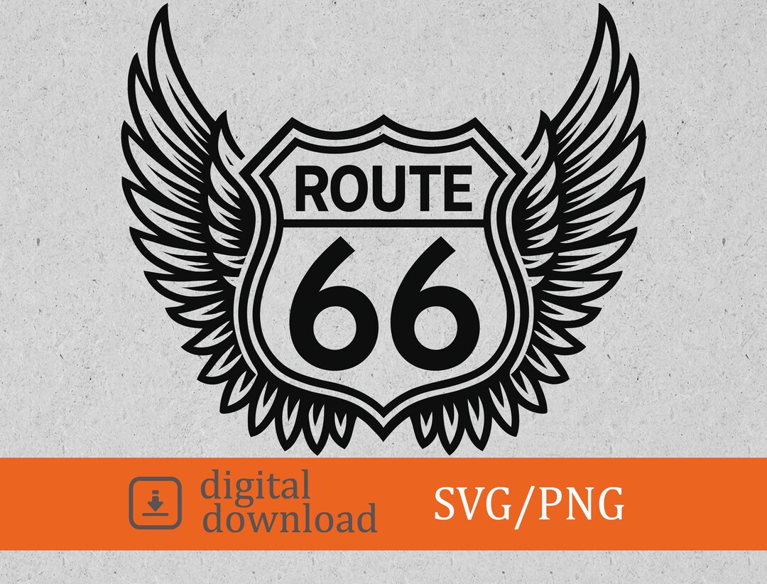 Route 66 SVG PNG Digital Download - Winged Sign Clipart, Cricut File, T ...