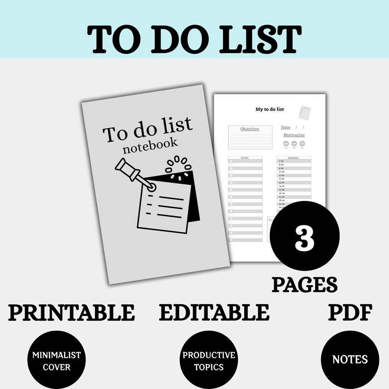 To-do List Printable, Digital Task List for Organizing Your Day ...