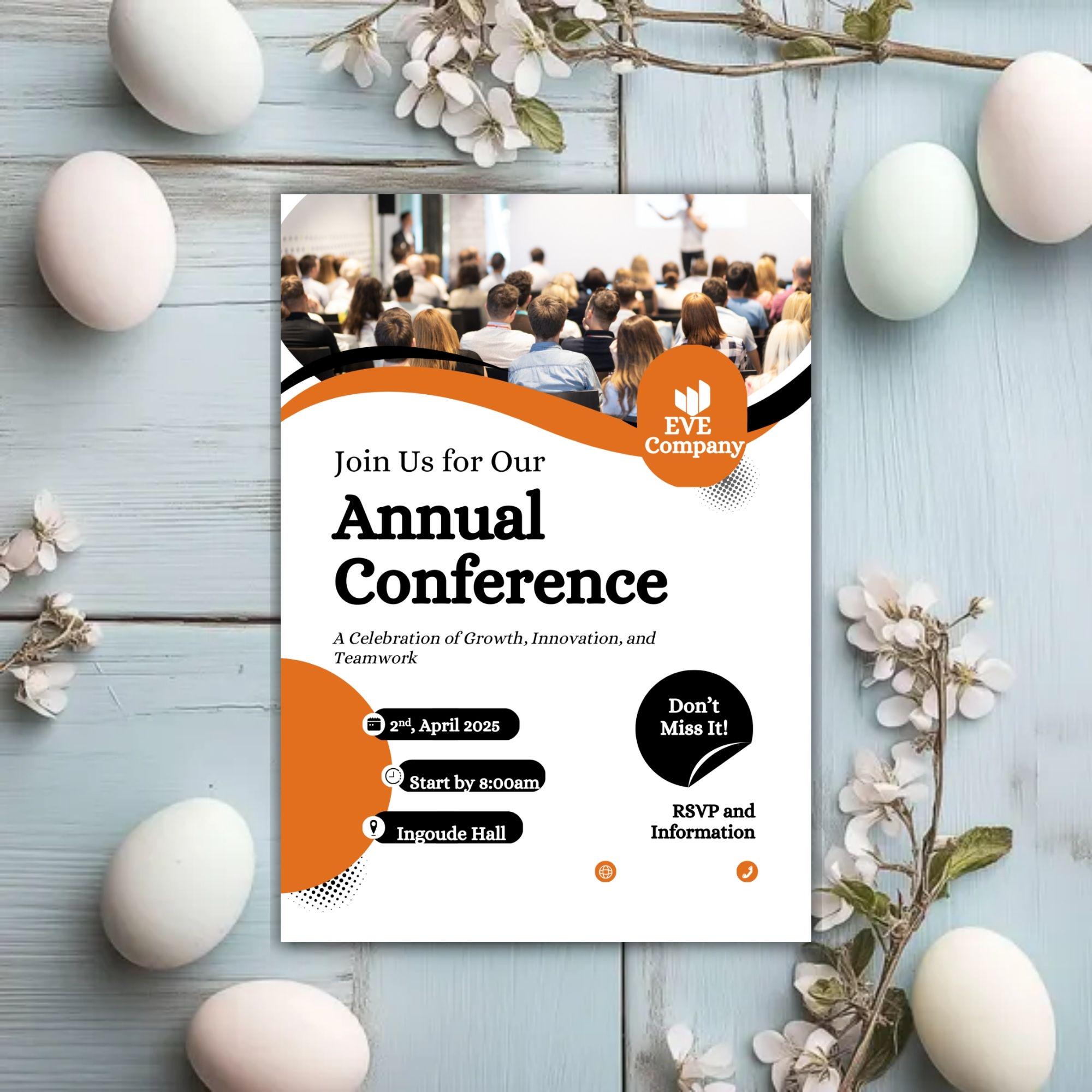 Annual Conference Invitation Card Printable, Customizable Digital ...