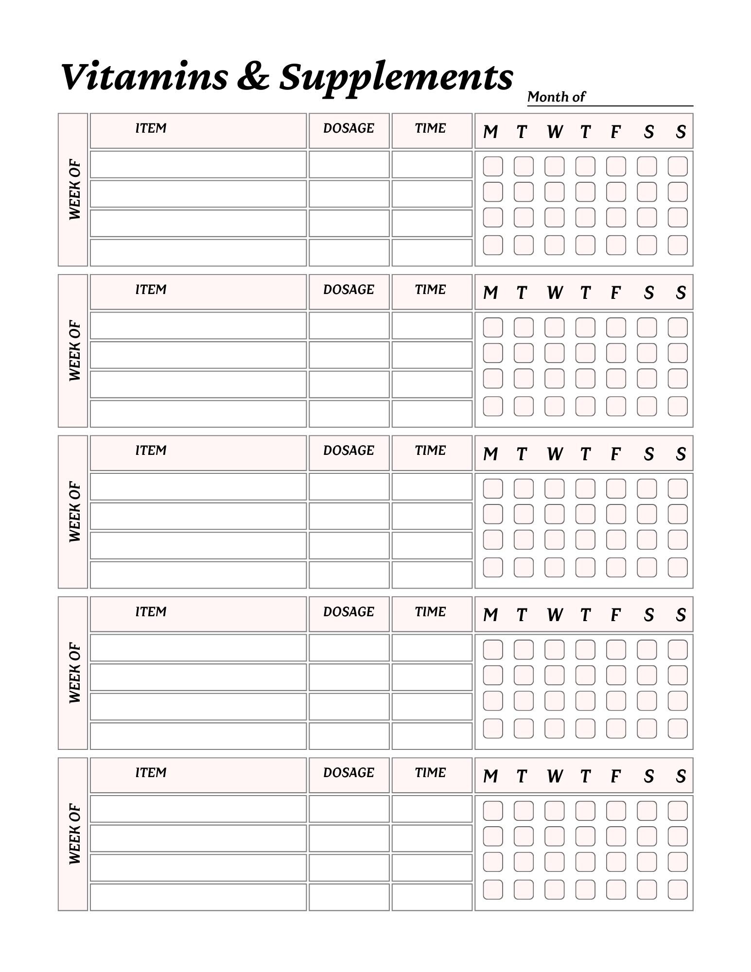 Fitness Planner Printable, Digital Workout Log for Tracking Fitness ...