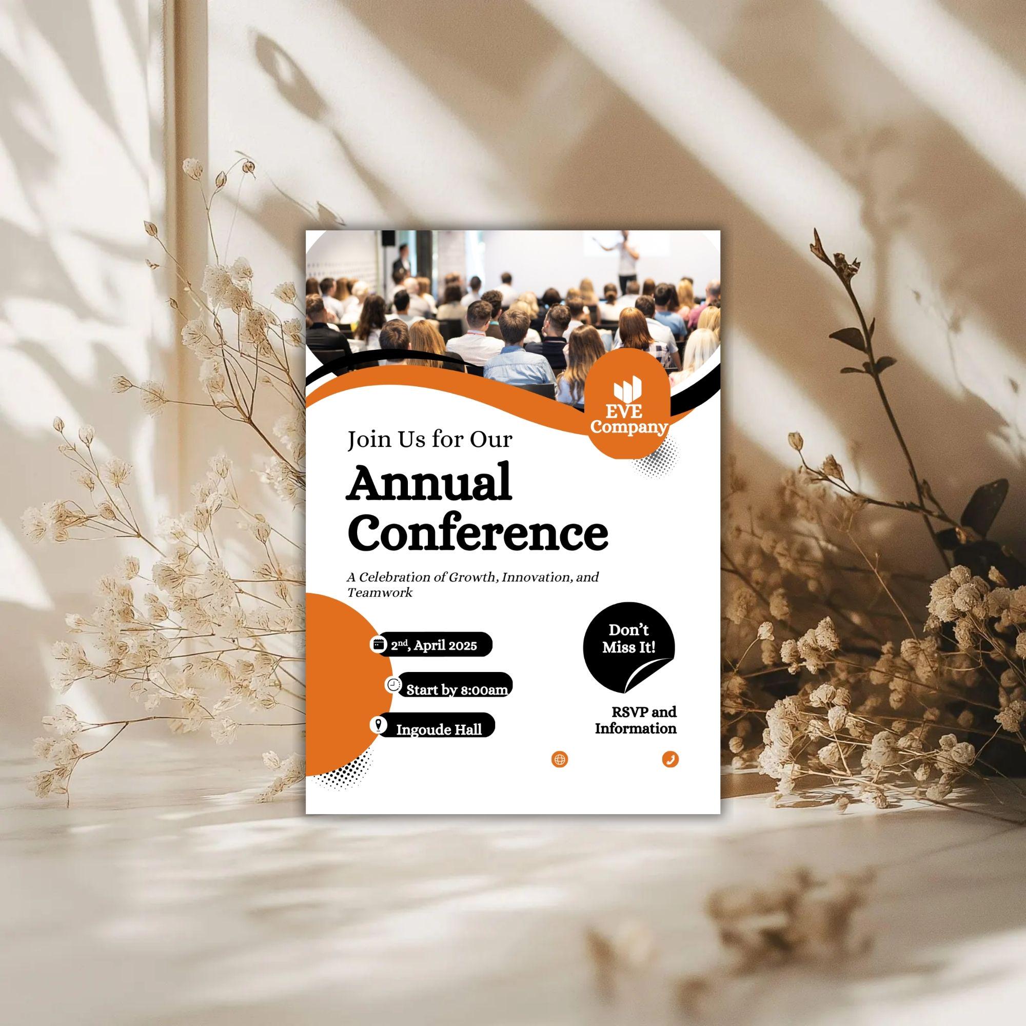 Annual Conference Invitation Card Printable, Customizable Digital ...