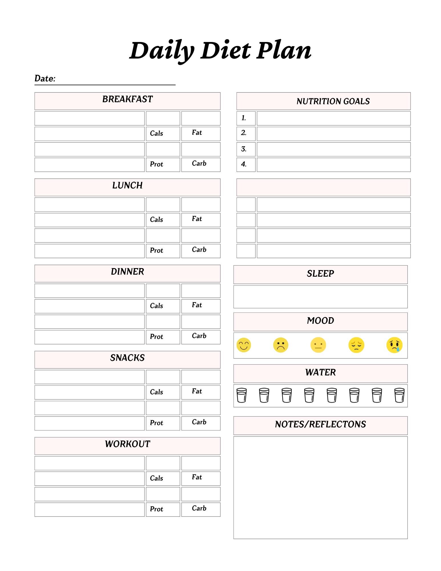 Fitness Planner Printable, Digital Workout Log for Tracking Fitness ...
