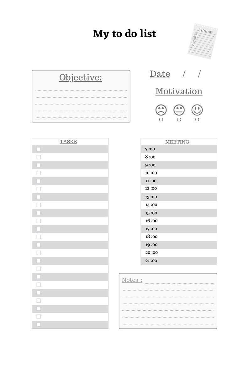 To-do List Printable, Digital Task List for Organizing Your Day ...