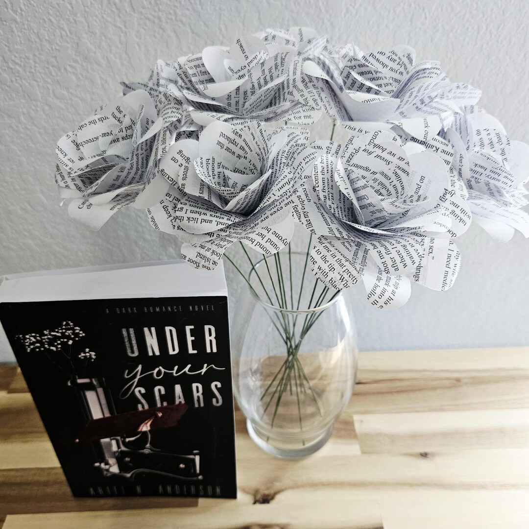 Under Your Scars Book Page Paper Flowers, Handmade, Reader Gift ...