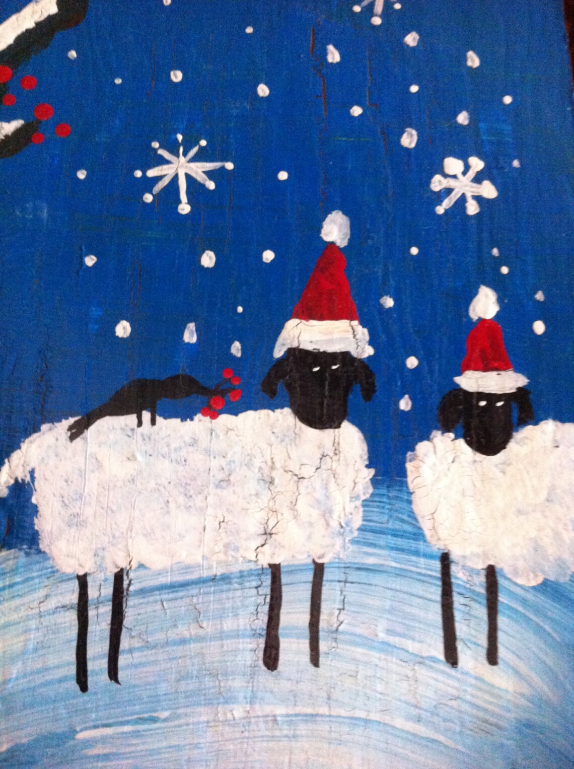 Sheep Snow Crow Original ART Painting by Nita - Etsy