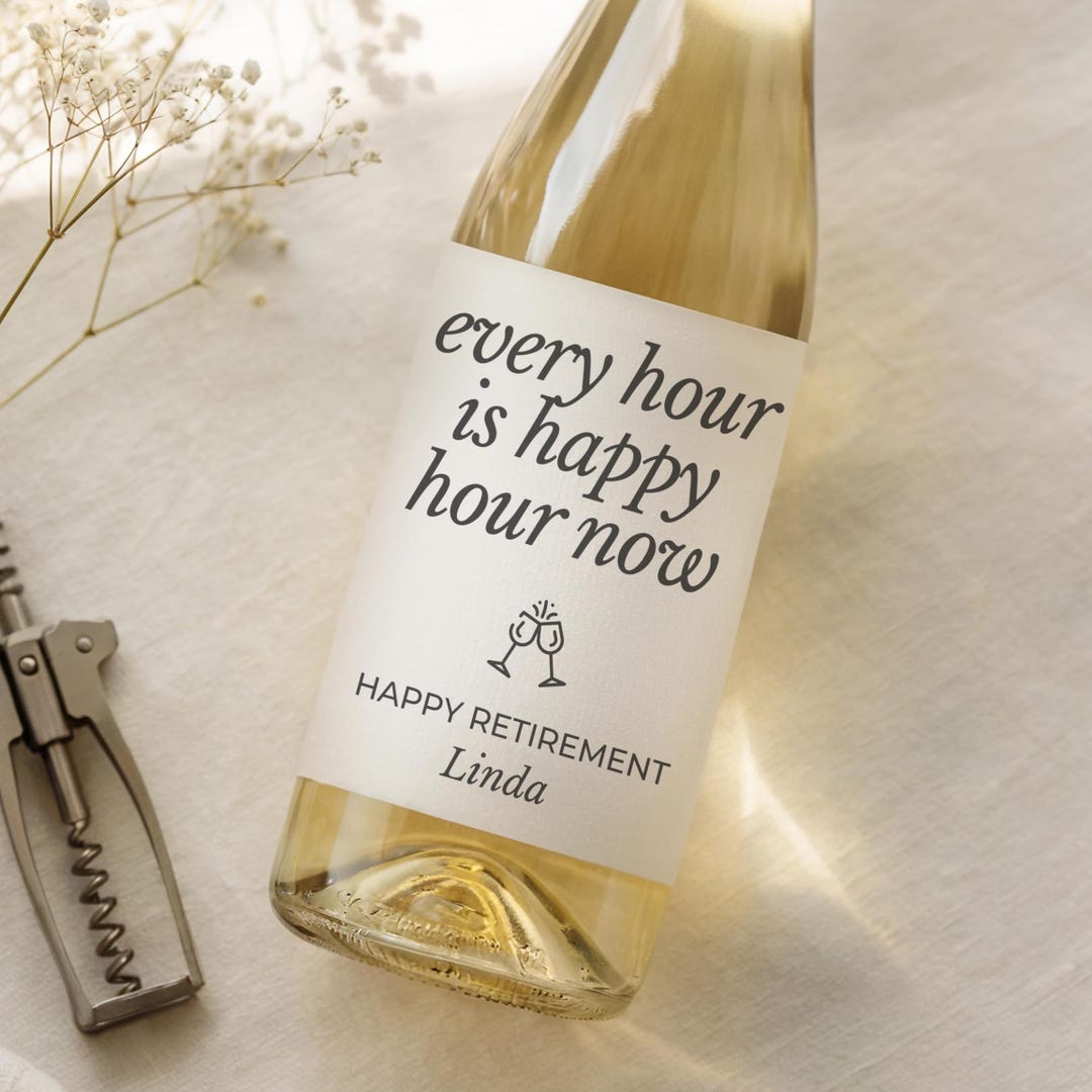 Happy Retirement Wine Label Gift, Personalized Retirement Gift for ...
