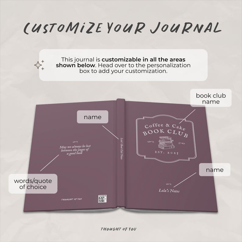 Personalized Book Club Reading Journal: Vintage-inspired Bookish Gift ...