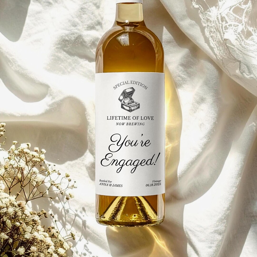 Custom Engagement Wine Label, Engagement Gift for Couple/friend ...