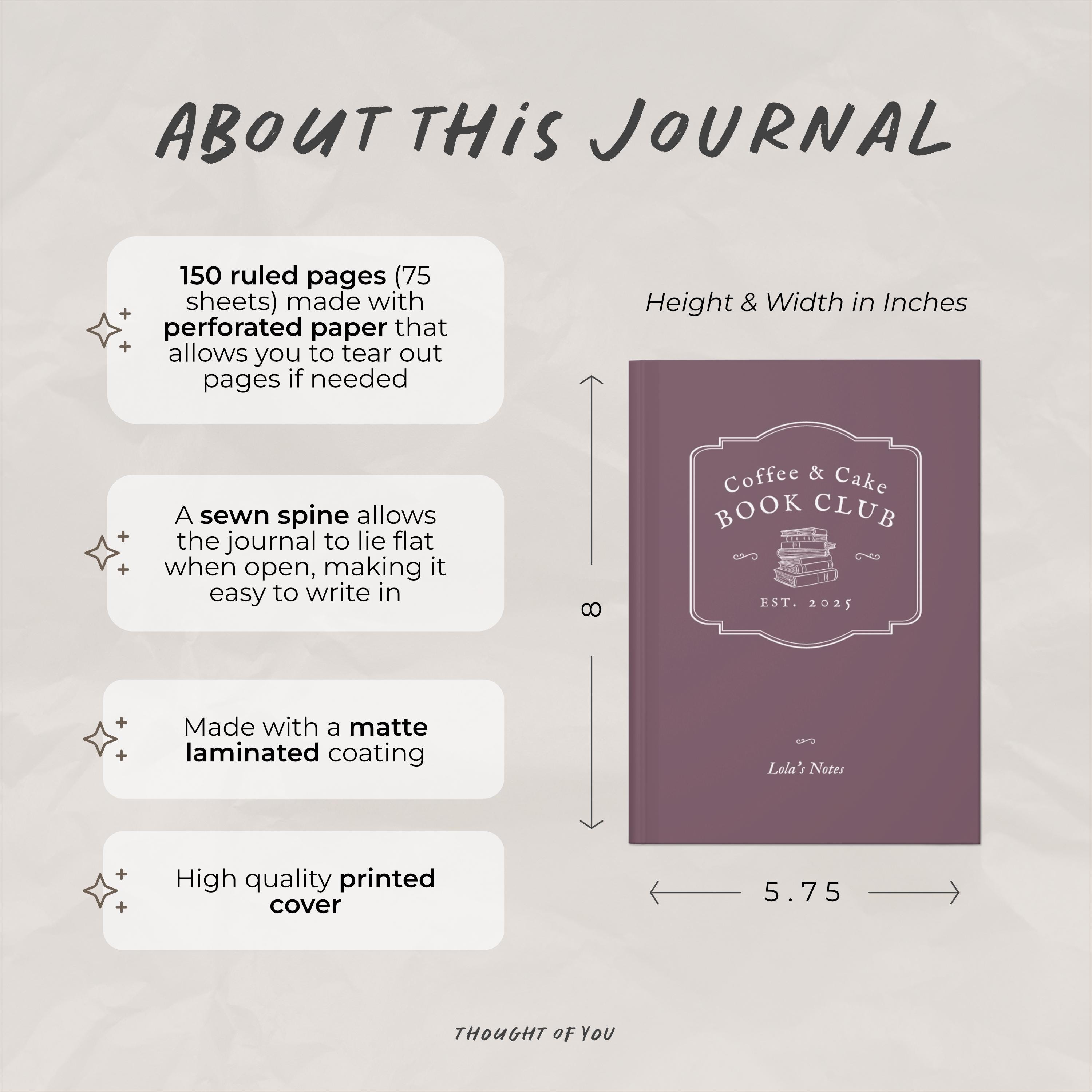 Personalized Book Club Reading Journal: Vintage-inspired Bookish Gift ...