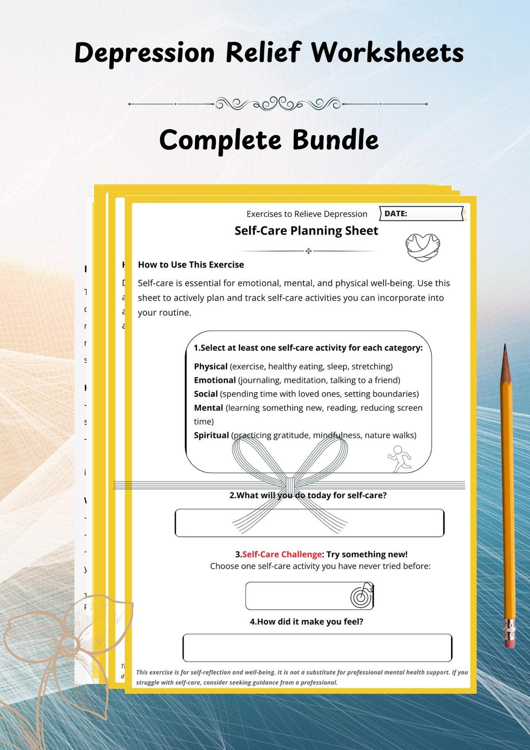 Depression Relief Worksheets | Printable Mental Health Toolkit | Self ...