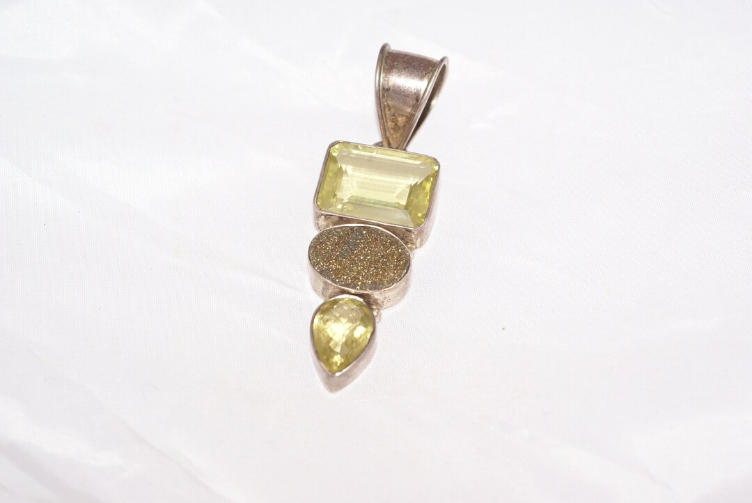Triple Pendant Topaz , Geode . Sterling Silver - Etsy UK