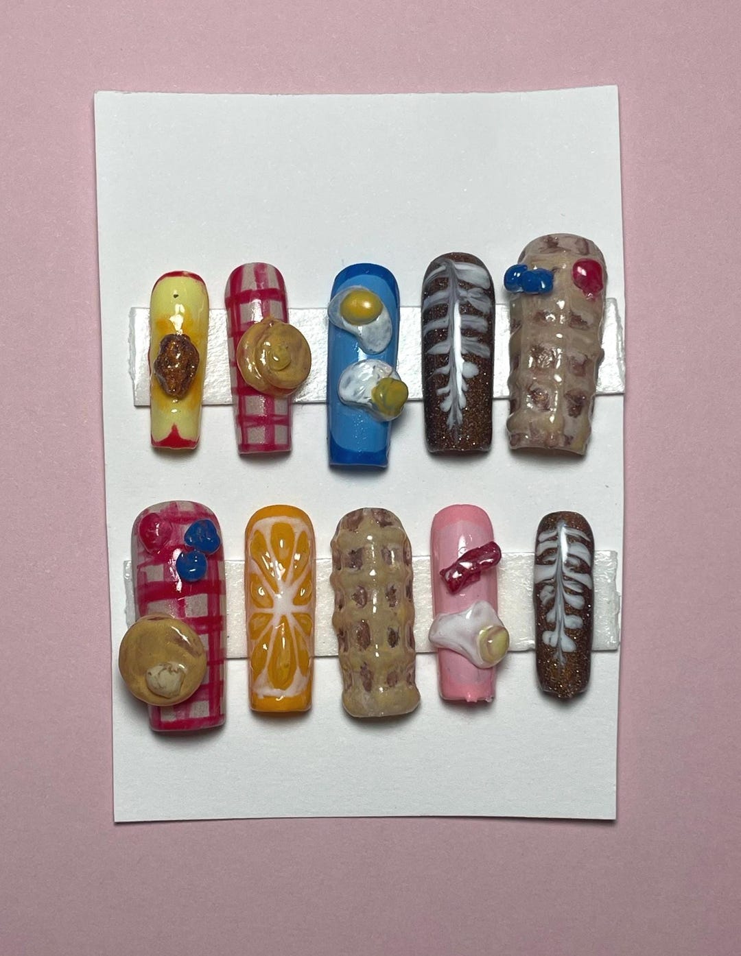 Customizable Gel X Press on Nails / "a BALANCED Breakfast" / Food Nails ...