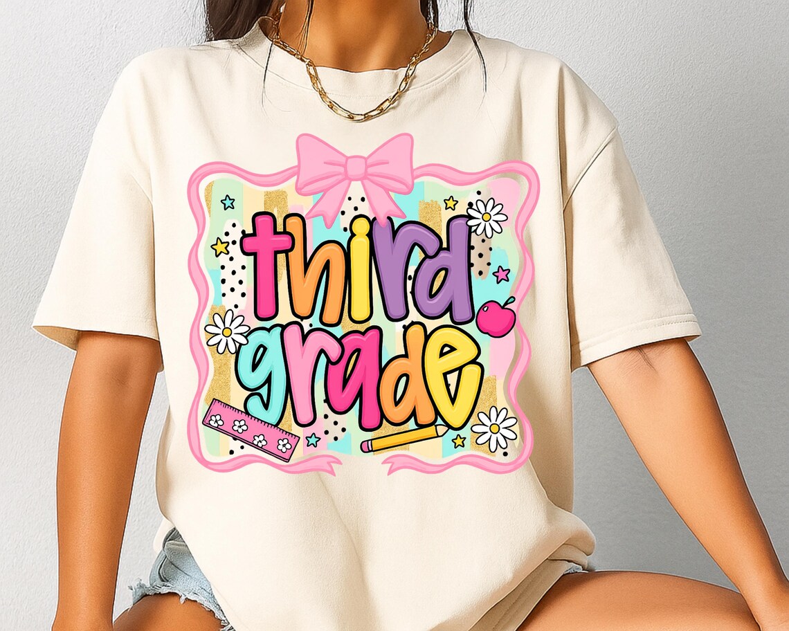 Third Grade Teacher Png, Coquette Bow Png, Back to School, Gift for ...
