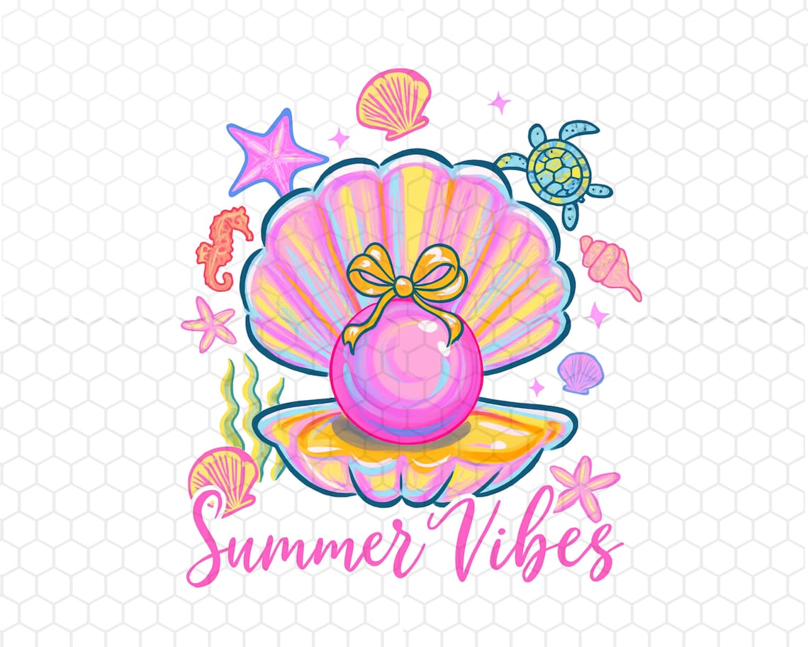 Summer Vibes Png, Pearl Seashell Png, Summertime Png, Trendy Summer Png ...