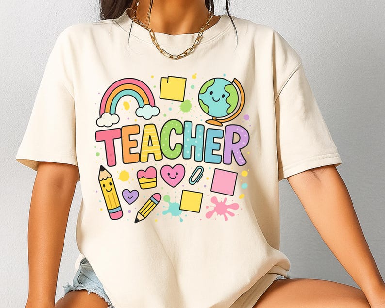 Back to School Png, Teacher Png, Rainbow Teacher Png, Gift for Teacher ...