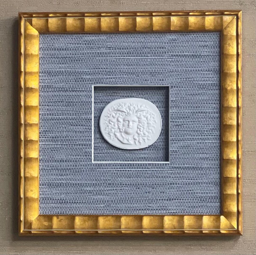 XL Intaglio on Blue Grass Cloth - Etsy