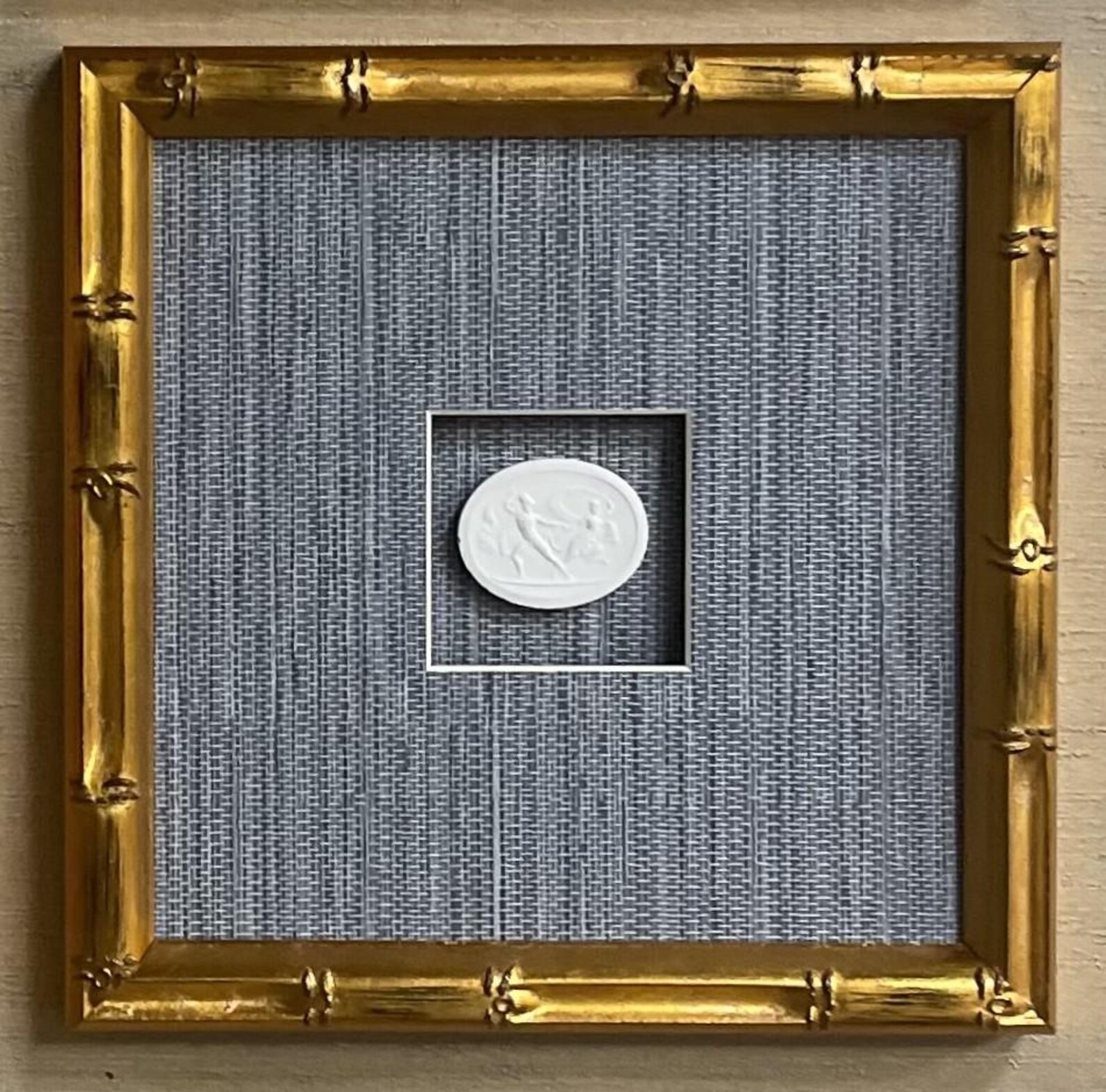Intaglio on Blue Grasscloth - Etsy