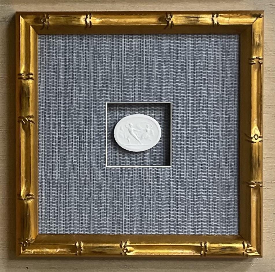 Intaglio on Blue Grasscloth - Etsy
