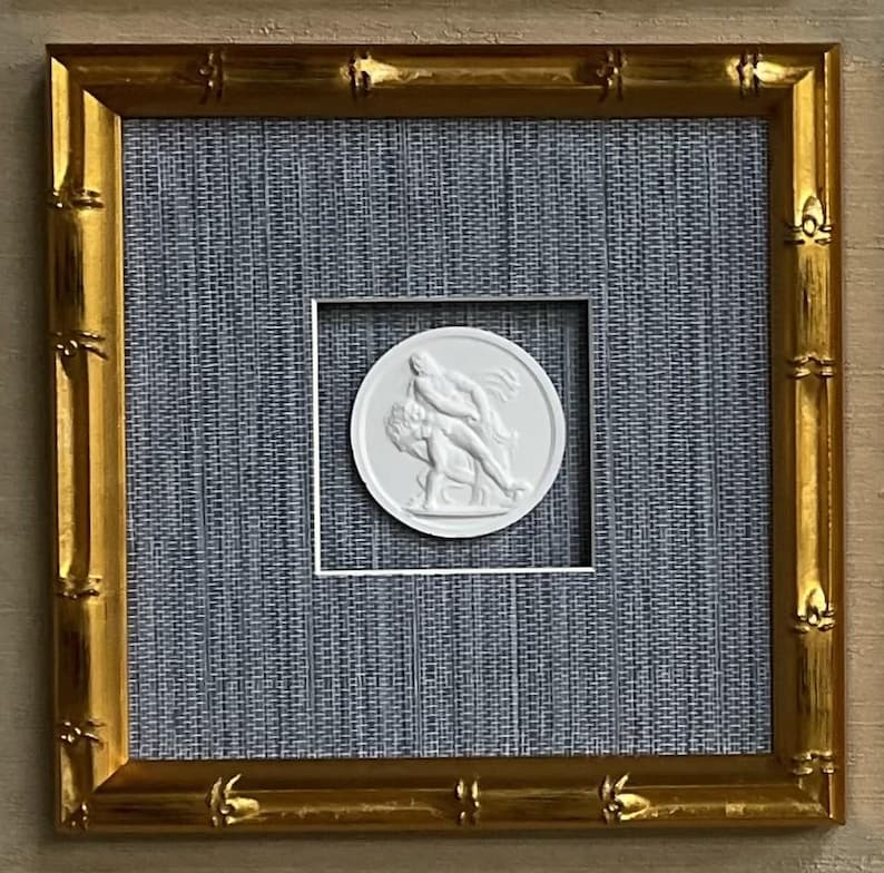 Intaglio on Blue Grasscloth - Etsy