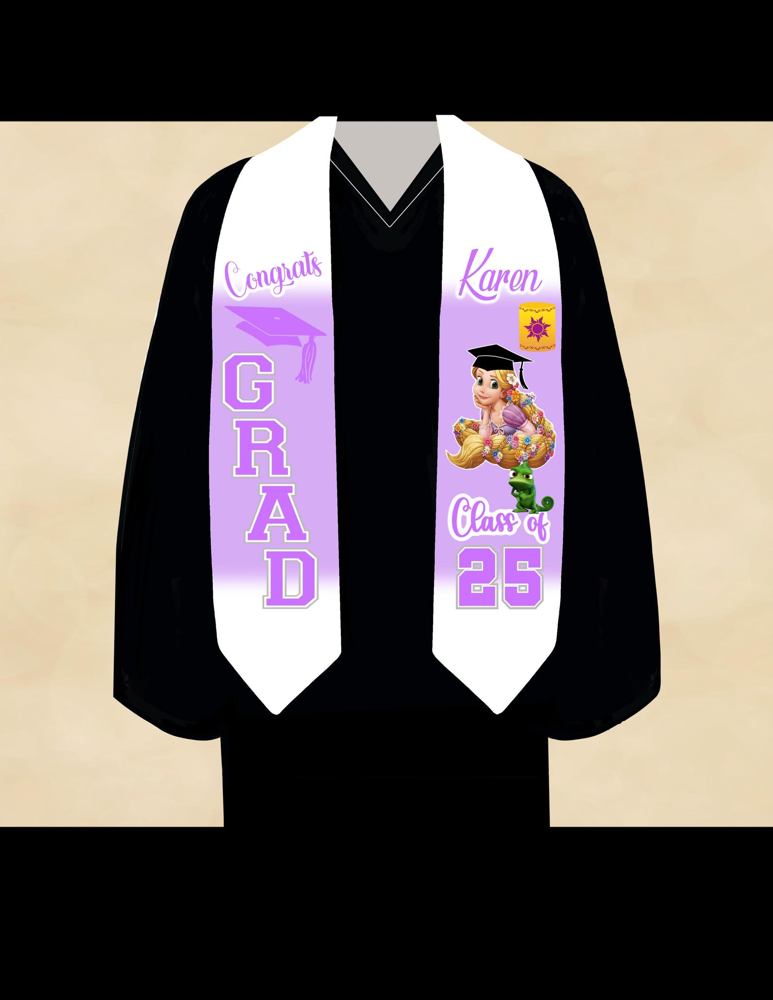 Princess Purple Graduation Stole, Graduation Sash, Class of 2025 Gift ...