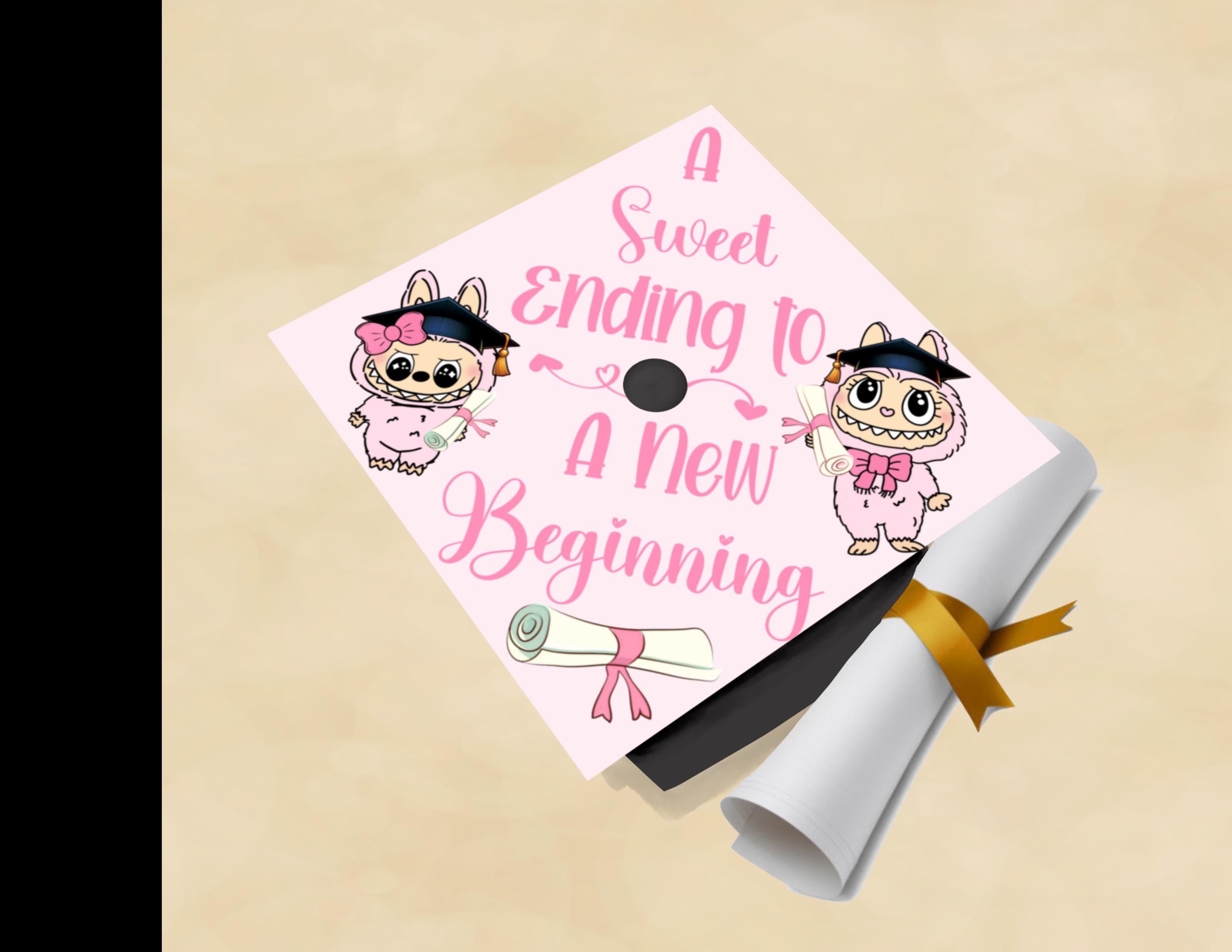 Labubu Glitter Graduation Cap Topper | Graduation Decoration | Funny ...
