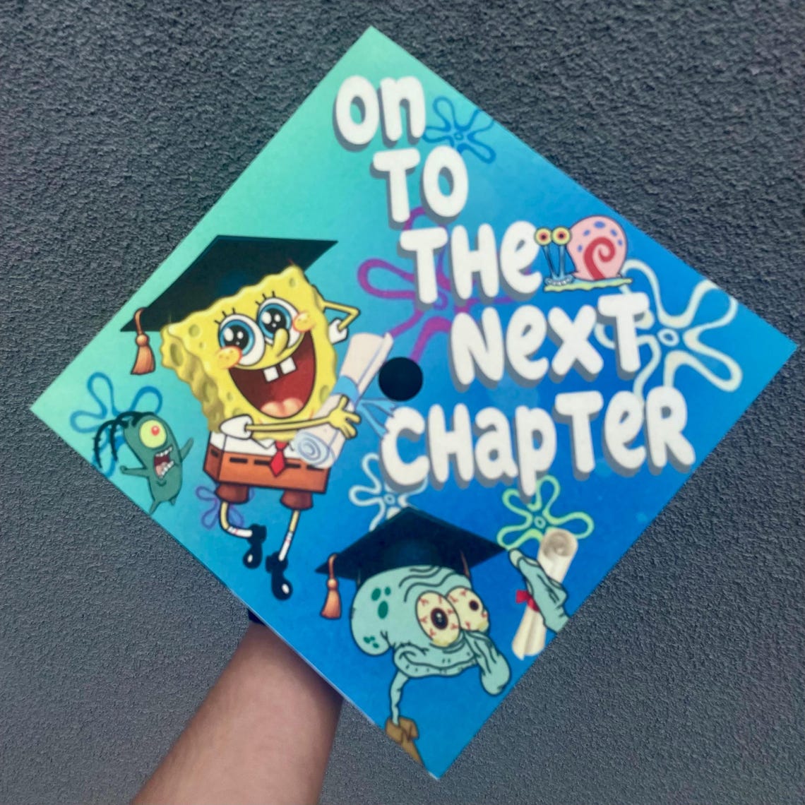 READY TO SHIP Funny Spongebob Glitter Grad Cap Topper | “on to the Next ...