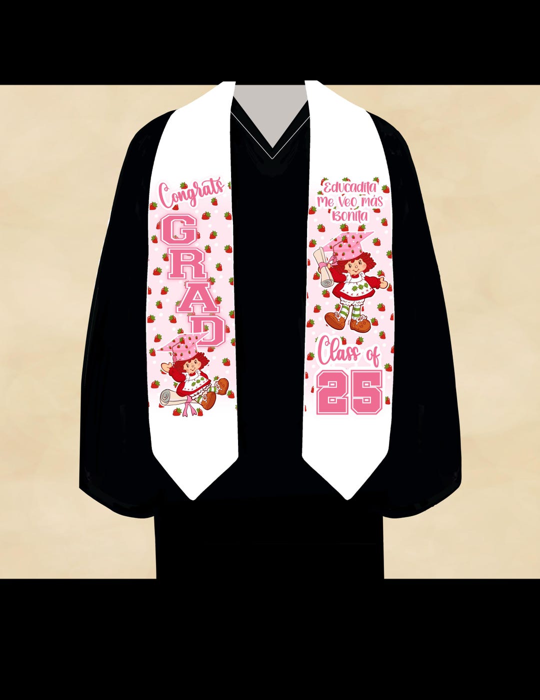 Strawberry Shortcake Graduation Stole, Graduation Sash, Class of 2025 ...