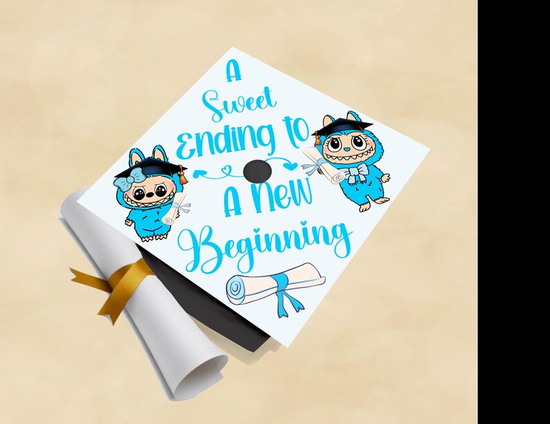 Labubu Glitter Graduation Cap Topper | Graduation Decoration | Funny ...