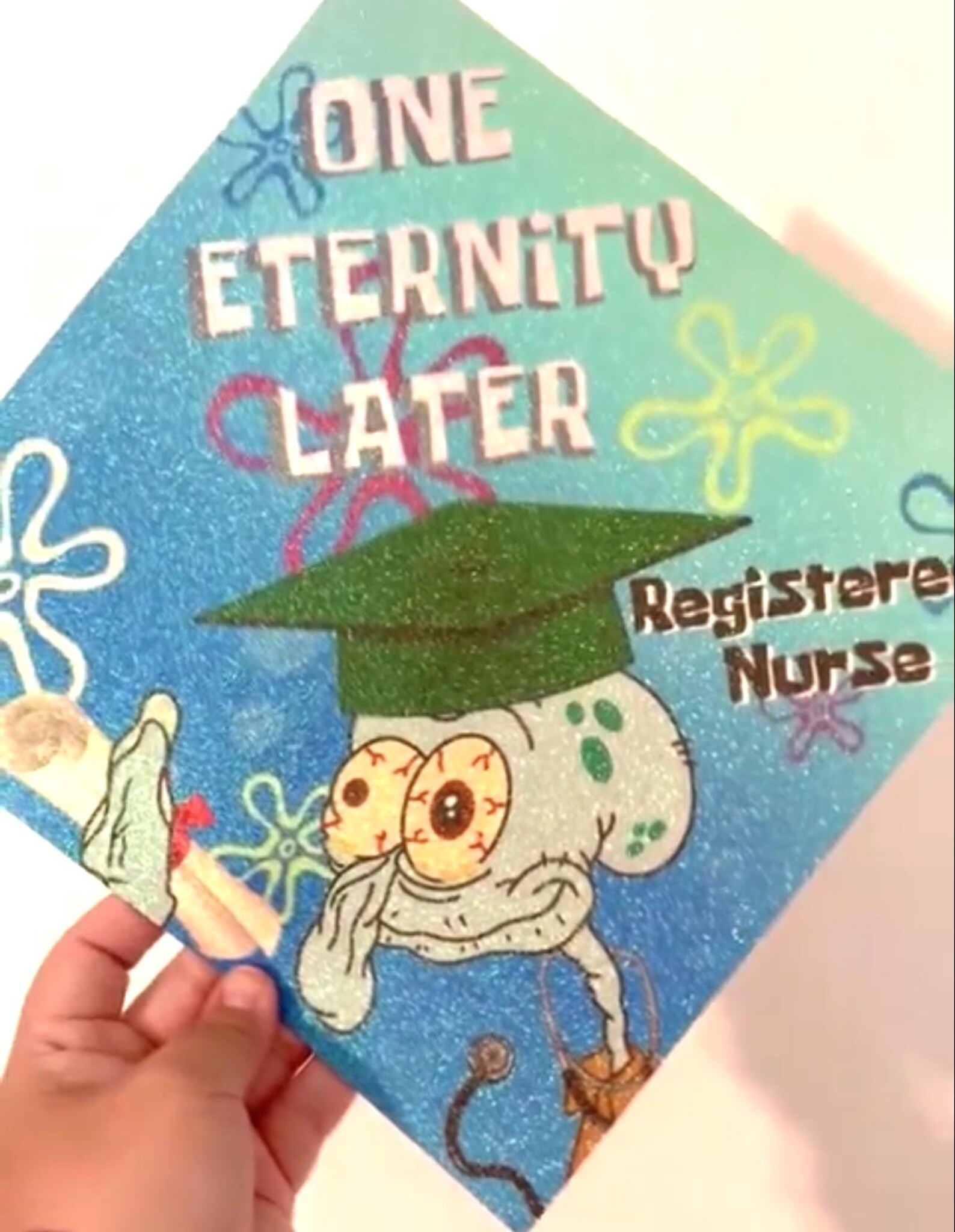 READY TO SHIP Squidward Glitter Grad Cap Topper “one Thousand Years ...