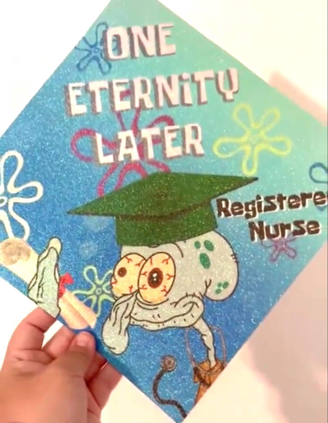 READY TO SHIP Squidward Glitter Grad Cap Topper “one Thousand Years ...