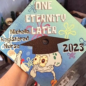 READY TO SHIP Squidward Glitter Grad Cap Topper “one Thousand Years ...
