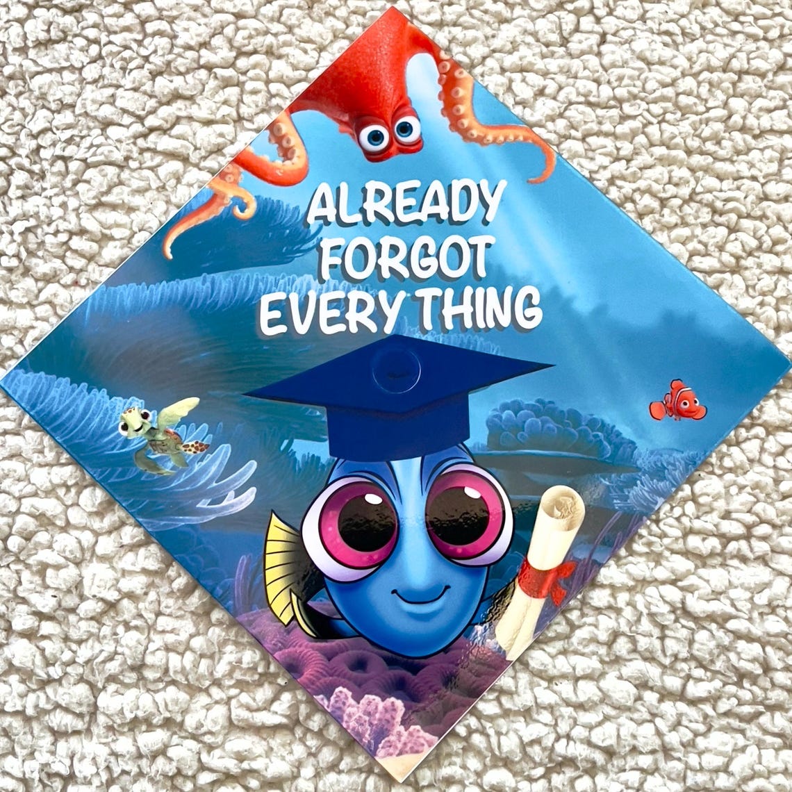 Funny Dory Graduation Cap Topper | “already Forgot Everything” Grad Cap ...