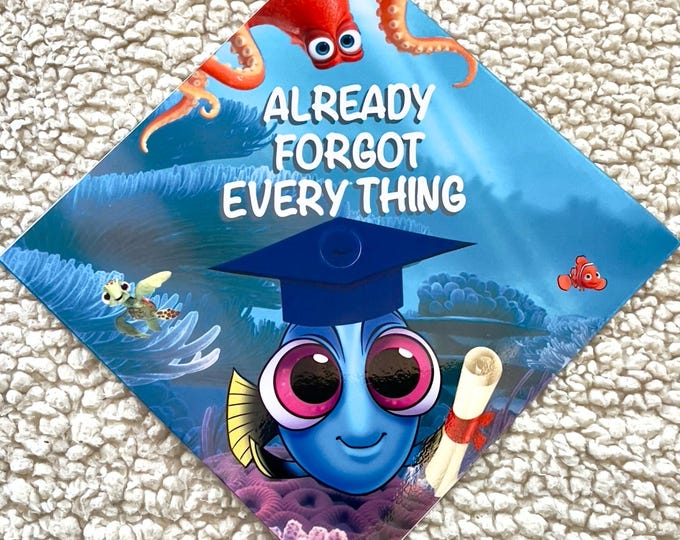 READY TO SHIP Funny Dory Glitter Graduation Cap Topper | “already ...