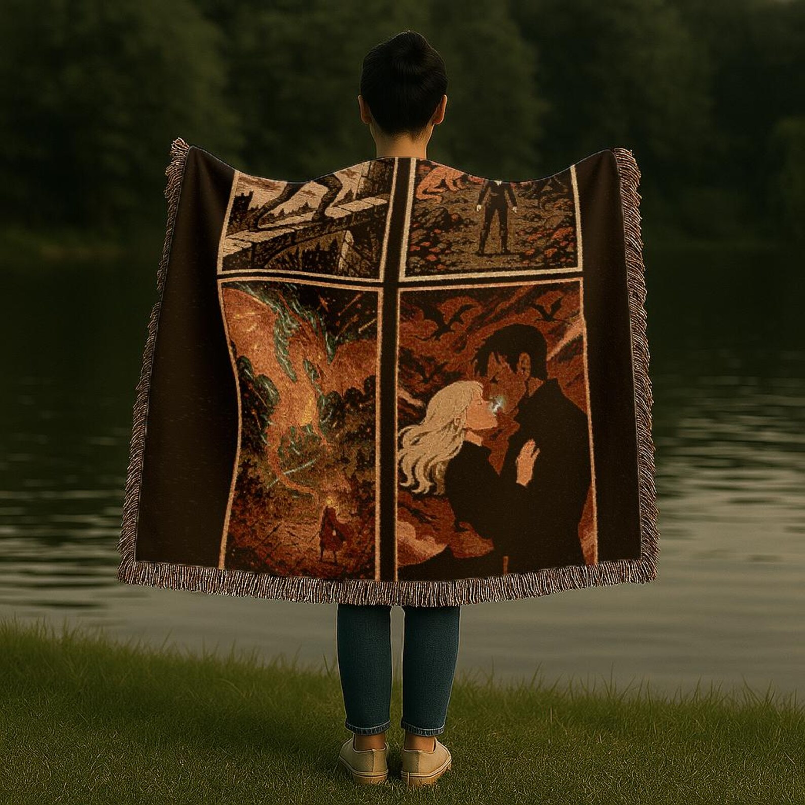 Fourth Wing Woven Blanket, Reimagined Fantasy for Book Club, Iconic ...