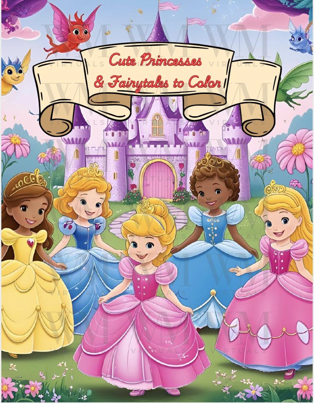 Cute Princesses and Fairytales Coloring Book (15 Pages) - Etsy